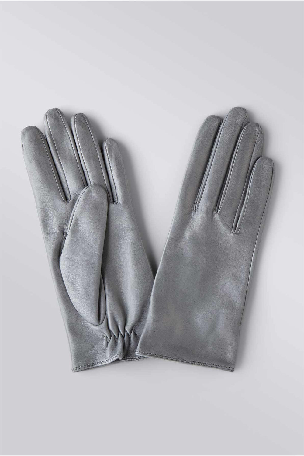 Light grey leather gloves store